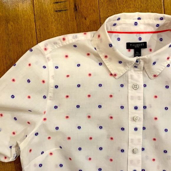 Talbots | Tops | Talbots White Polka Dot Button Down Shirt | Poshmark